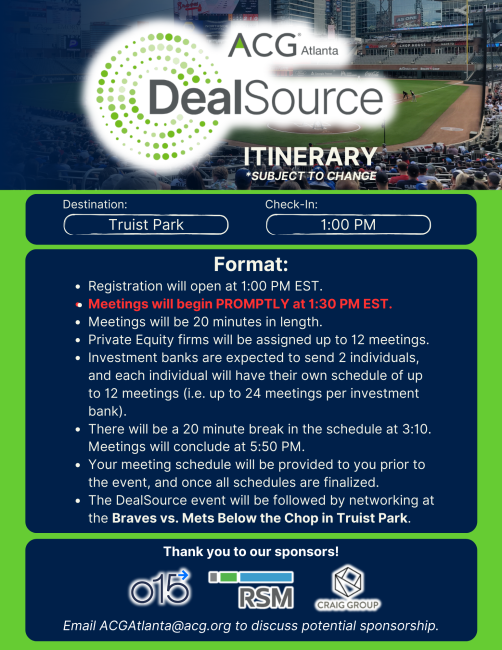 Agenda & Format | ACG Atlanta